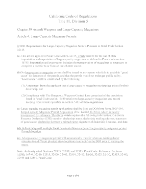 Fillable Online oag ca Fillable Text of Regulations - Large-Capacity ...