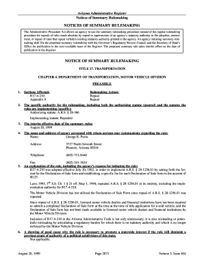 Fillable Online notices of summary rulemaking notice of summary rulemaking Fax Email Print ...