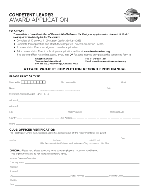 Fillable Online toastmasters COMPETENT LEADER - toastmasters Fax Email ...