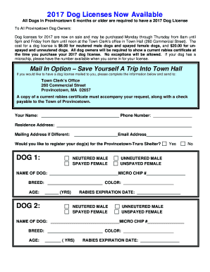 Fillable Online Dog License Form Fax Email Print - pdfFiller