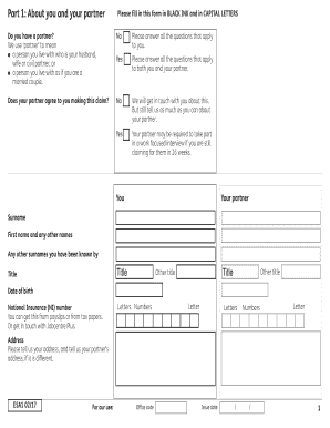 Fillable Online Employment and Support Allowance claim form and notes ...