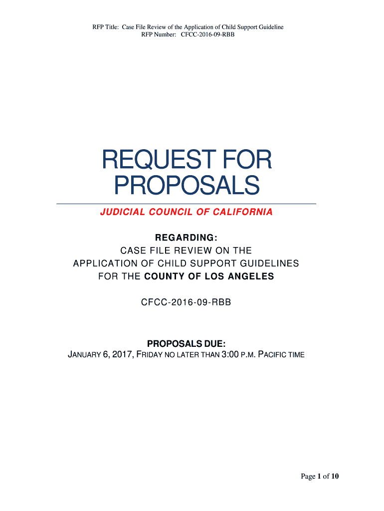 Fillable Online courts ca RFP Title: Case File Review of the Application of Child Support ...