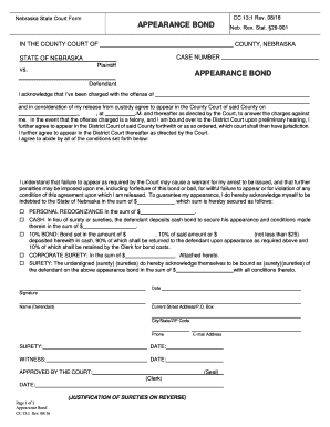 Fillable Online APPEARANCE BOND APPEARANCE BOND Fax Email Print - pdfFiller