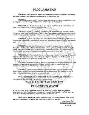 Fillable Online CHILD ABUSE PREVENTION MONTH PROCLAMATION TEMPLATE Fax ...