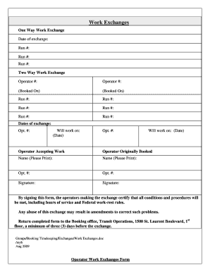 Fillable Online Work Exchanges Fax Email Print - pdfFiller