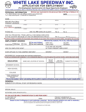 Fillable Online WHITE LAKE SPEEDWAY INC Fax Email Print - pdfFiller