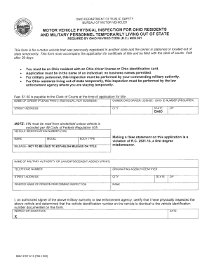 Fillable Online Fillable MOTOR VEHICLE PHYSICAL INSPECTION FOR OHIO ...