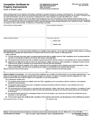 Fillable Online portal hud Fillable Completion Certificate for Property ...