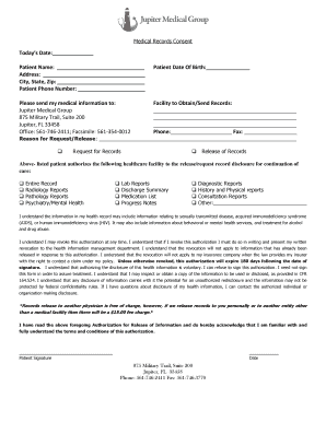 Fillable Online Medical Records Consent Fax Email Print - pdfFiller