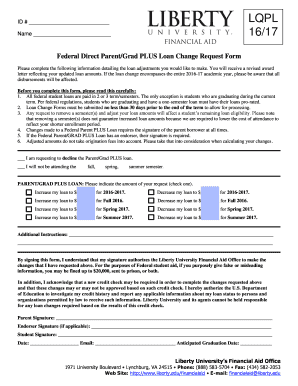 Fillable Online liberty Federal Direct Parent/Grad PLUS Loan Change ...