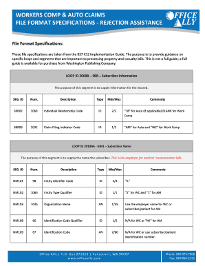 Fillable Online workers comp & auto claims file format - Office Ally ...