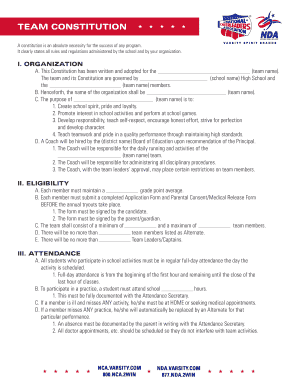 Fillable Online TEAM CONSTITUTION Fax Email Print - pdfFiller