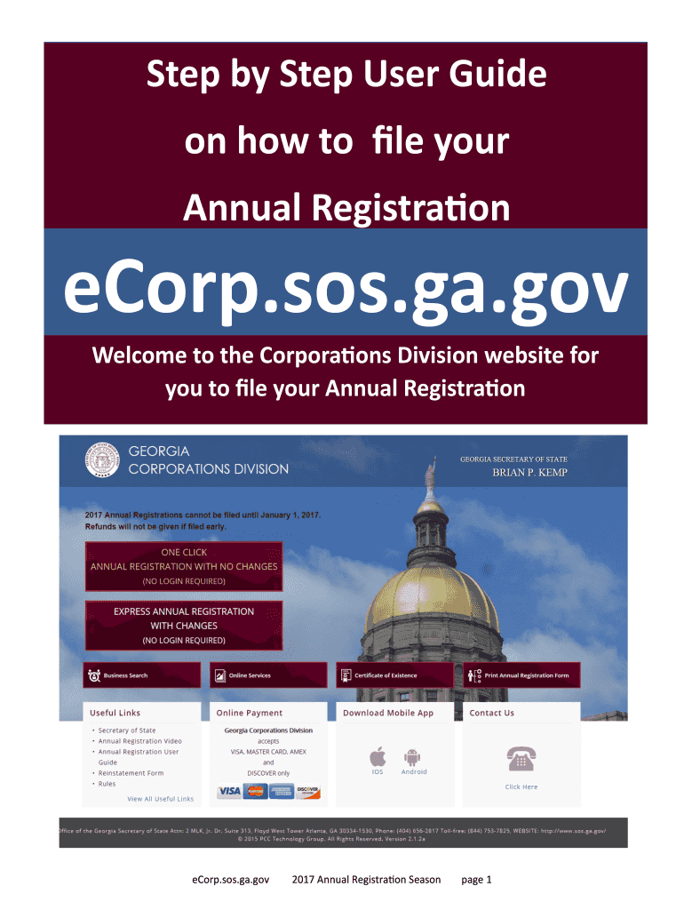 Fillable Online sos ga Step by Step User Guide on how to file your ...