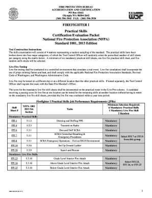 Fillable Online wsp wa Evaluation Sheets - Firefighter I (Revised 2/17 ...