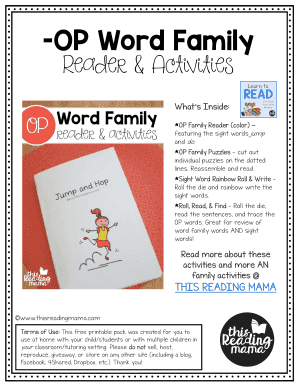 Op Words Family - Fill Online, Printable, Fillable, Blank | pdfFiller