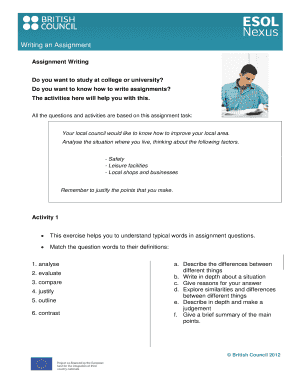 Fillable Online Writing an Assignment Fax Email Print - pdfFiller