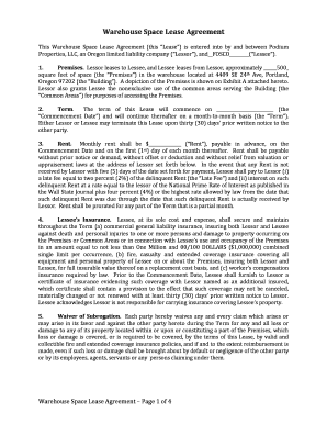 Fillable Online Warehouse Space Lease Agreement Fax Email Print - pdfFiller