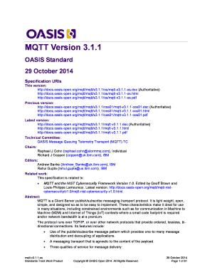 Fillable Online docs oasis-open MQTT Version 3.1.1 - docs oasis-open Fax Email Print - pdfFiller