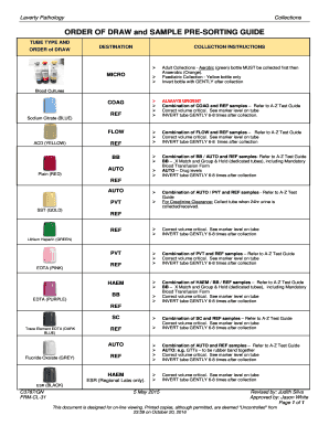 Fillable Online ORDER OF DRAW and SAMPLE PRE ... - Laverty Pathology ...
