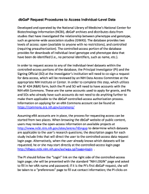 Fillable Online dbGaP Request Procedures to Access Individual-Level Data ... Fax Email Print ...