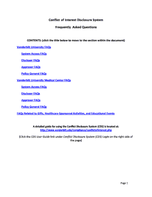 Fillable Online vanderbilt Conflict of Interest Disclosure System - vanderbilt Fax Email Print ...