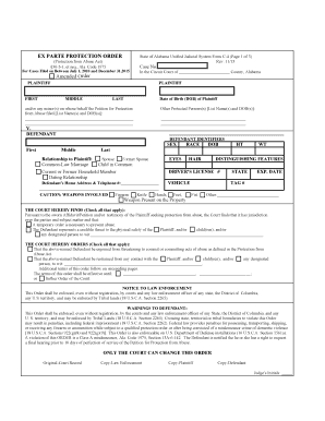 Fillable Online eforms alacourt Ex Parte Protection Order Form C-4 Page ...