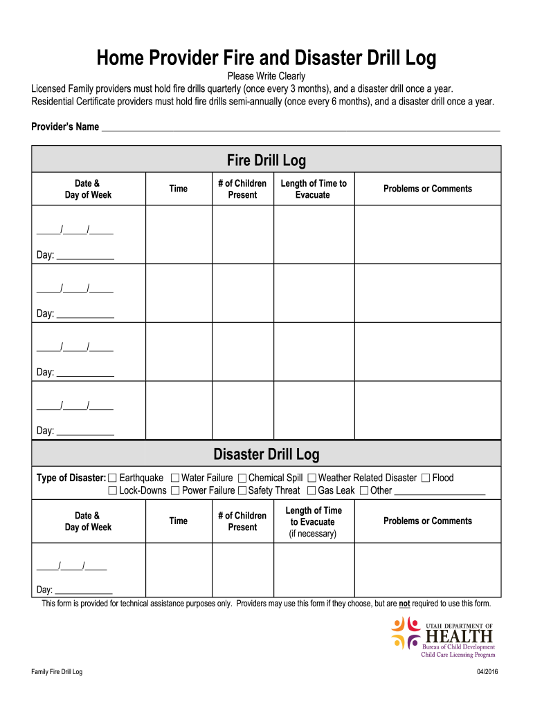 Fire Drill Log Fill Online Printable Fillable Blank PdfFiller