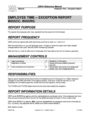Fillable Online oregon employee time -- exception report b055cc, b055rg ...