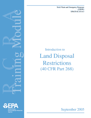 Fillable Online epa Land Disposal Restrictions (LDR) - epa Fax Email ...