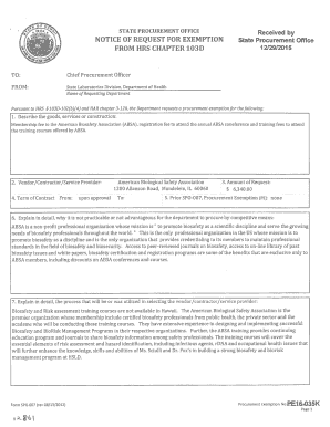 Fillable Online NOTICE OF REQUEST FOR EXEMPTION FROM ... - SPO - Hawaii ...