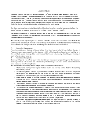 Fillable Online Warranty Terms & Conditions for Airconditioner Fax ...