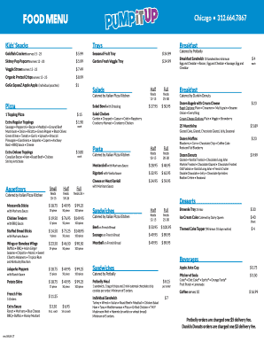 Fillable Online Food Menu - Pump It Up Fax Email Print - pdfFiller