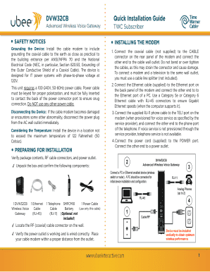 Fillable Online DVW32CB Quick Install Guide - TWC Subscriber Fax Email ...