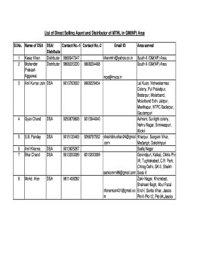 Fillable Online mtnldelhi List of Direct Selling Agent and Distributor ...