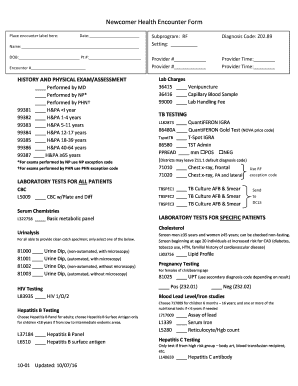 Fillable Online vdh virginia Newcomer Health Encounter Form (10-07-16 ...