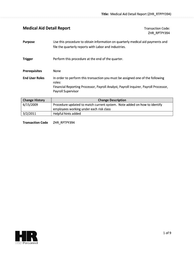 Fillable Online Medical Aid Detail Report Fax Email Print - pdfFiller