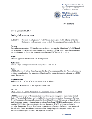 Fillable Online uscis Change of Gender Designation on Documents Issued ...