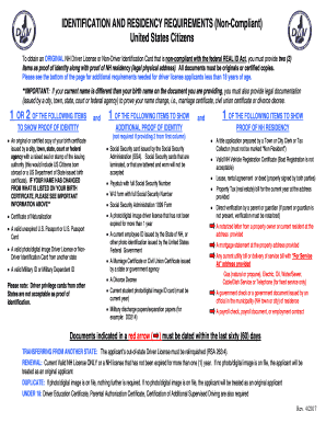 Fillable Online IDENTIFICATION AND RESIDENCY REQUIREMENTS (Non ... Fax ...