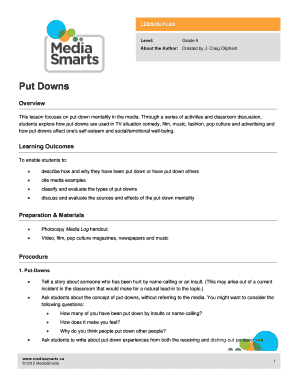 Fillable Online Lesson Put Downs Fax Email Print - pdfFiller