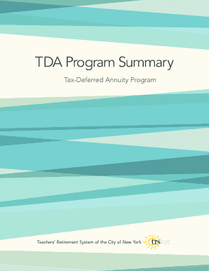 Fillable Online trsnyc TDA Program Summary Fax Email Print - pdfFiller