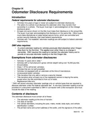 Fillable Online oregon Chapter H Odometer Disclosure Requirements Fax ...