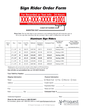 Fillable Online Sign Rider Order Form Fax Email Print - pdfFiller