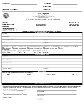 Fillable Online Fillable Application for Master Plumber Fax Email Print ...