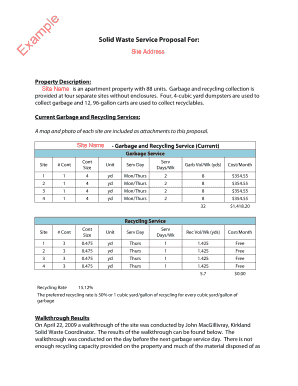 Fillable Online Solid Waste Service Proposal Template Fax Email Print ...