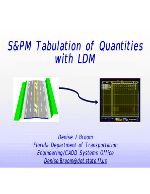 Fillable Online S&PM Tabulation of Quantities with LDM S&PM Tabulation ...