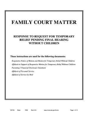 Fillable Online Fillable FAMILY COURT MATTER RESPONSE TO REQUEST FOR ...