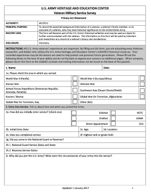 Fillable Online ahec armywarcollege ARMY HERITAGE AND EDUCATION CENTER ...