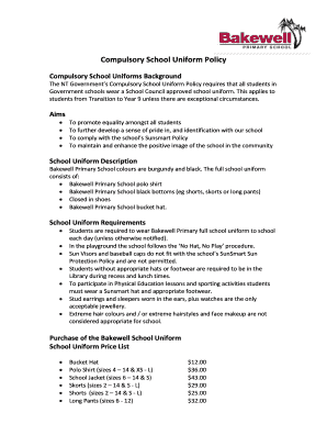 Uniform Policy Template Australia | pdfFiller