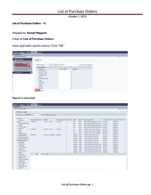 Fillable Online List of Purchase Orders Fax Email Print - pdfFiller