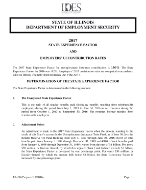 Fillable Online 2017 State Experience Factor & Employers UI ...